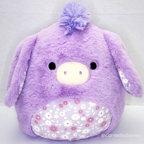 Squishmallows | Toys | Delzi Purple Donkey Floral Belly Fuzzamallow ...